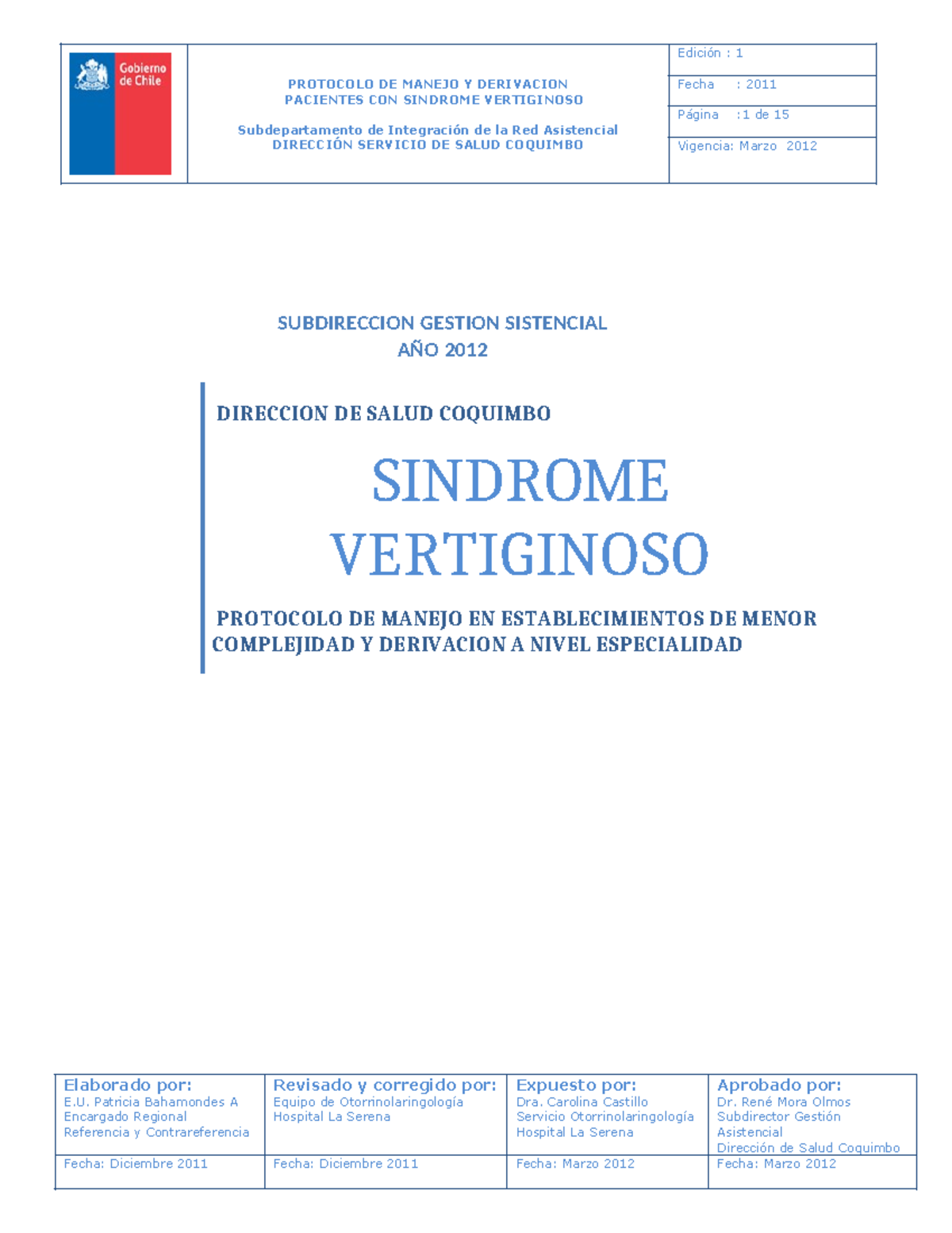 Sindrome Vertiginoso - apuntes - ####### PROTOCOLO DE MANEJO Y ...
