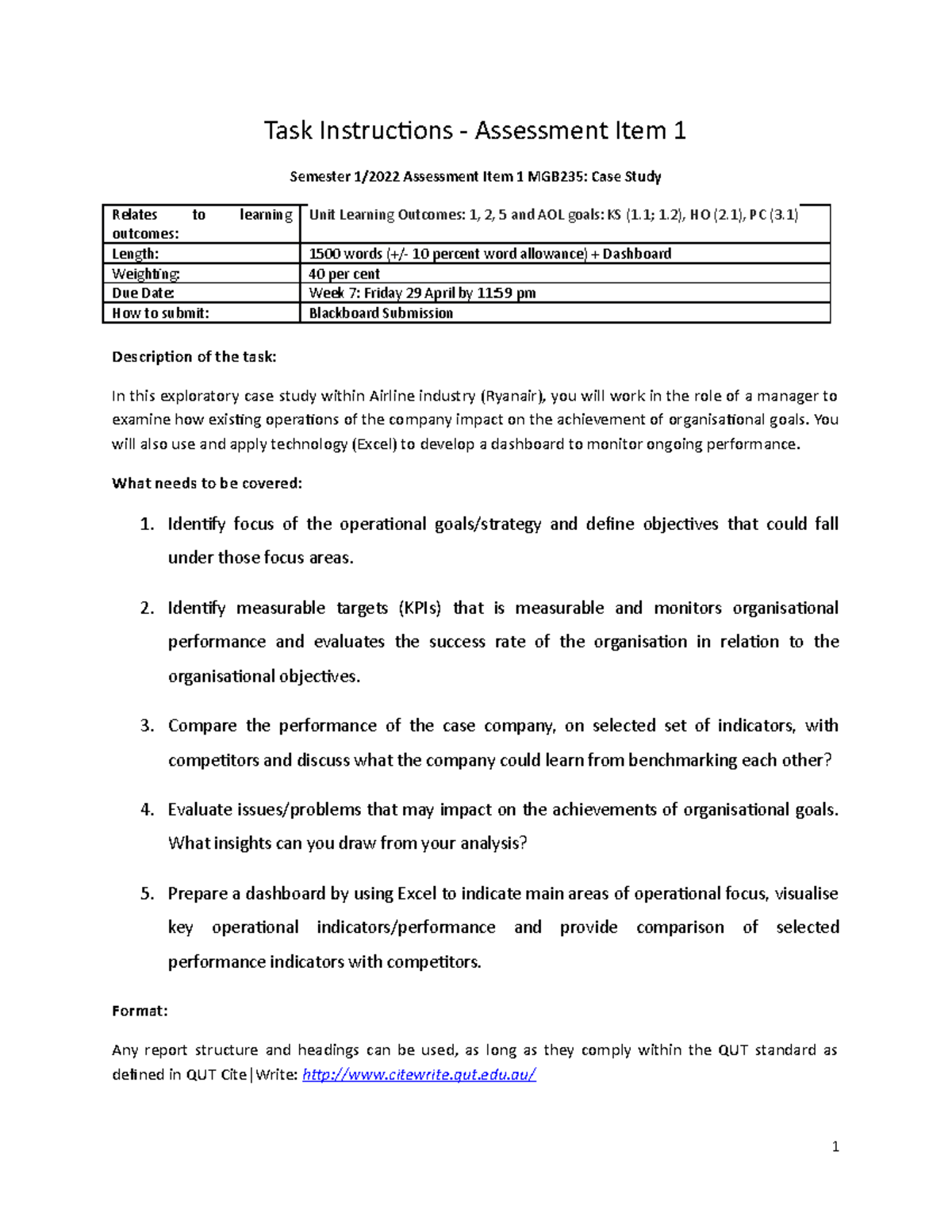 Assessment 1 - Task instructions S1 2022 - Task Instructions ...