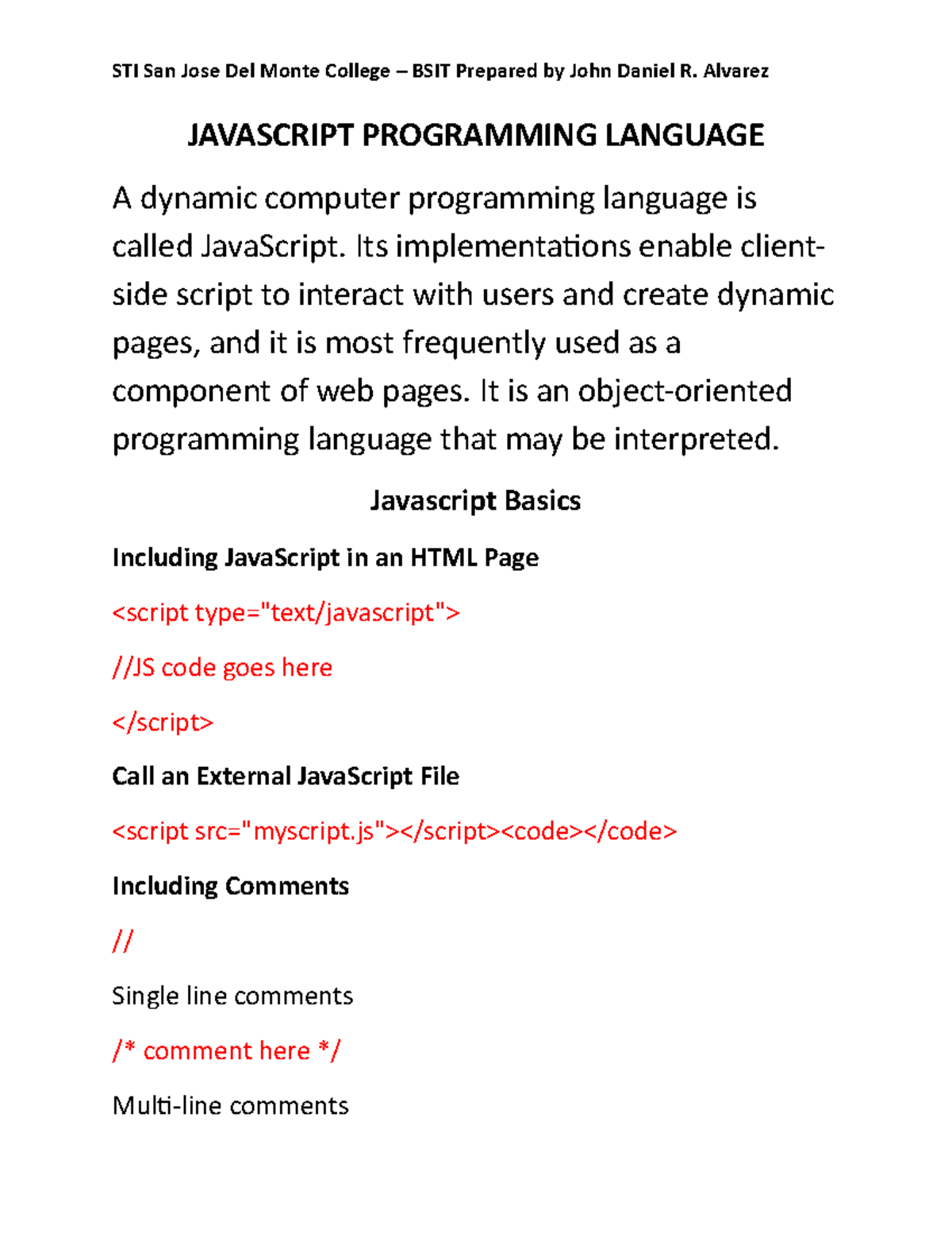 Javascript Programming Language Javascript Programming Language A 9620