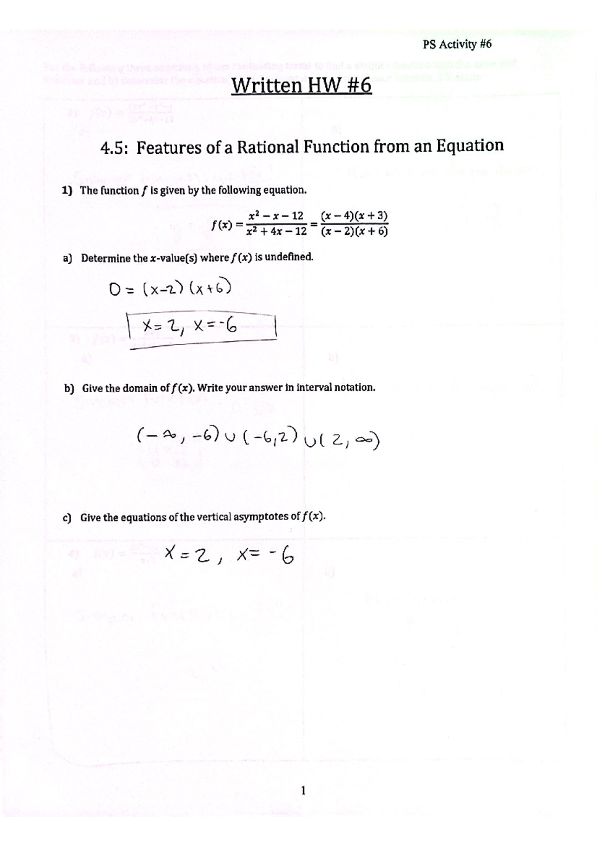 Written hw 6 - college algebra homework - MTH 111 - Studocu