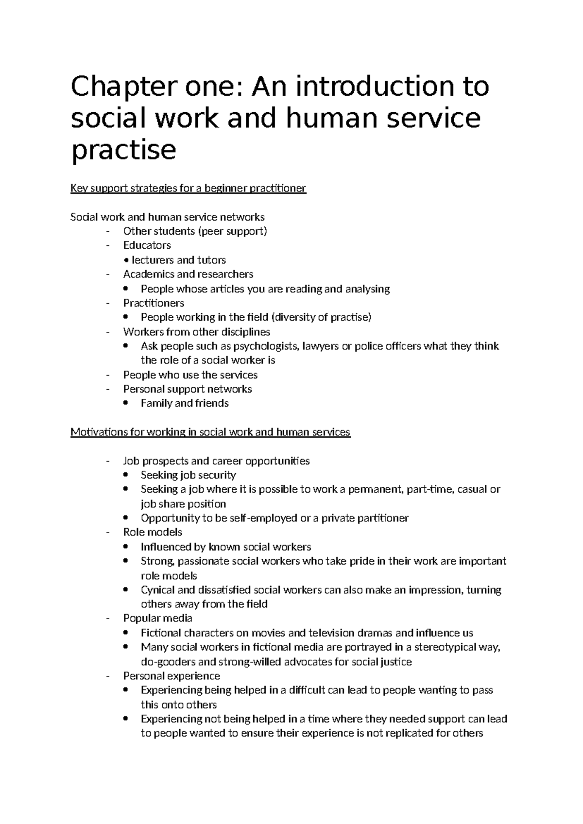 Chapter one- purpose and domains of practise - Chapter one: An ...