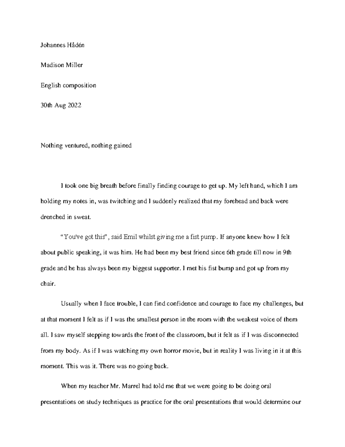 Literacy Narrative Draft - Johannes Hådén Madison Miller English ...