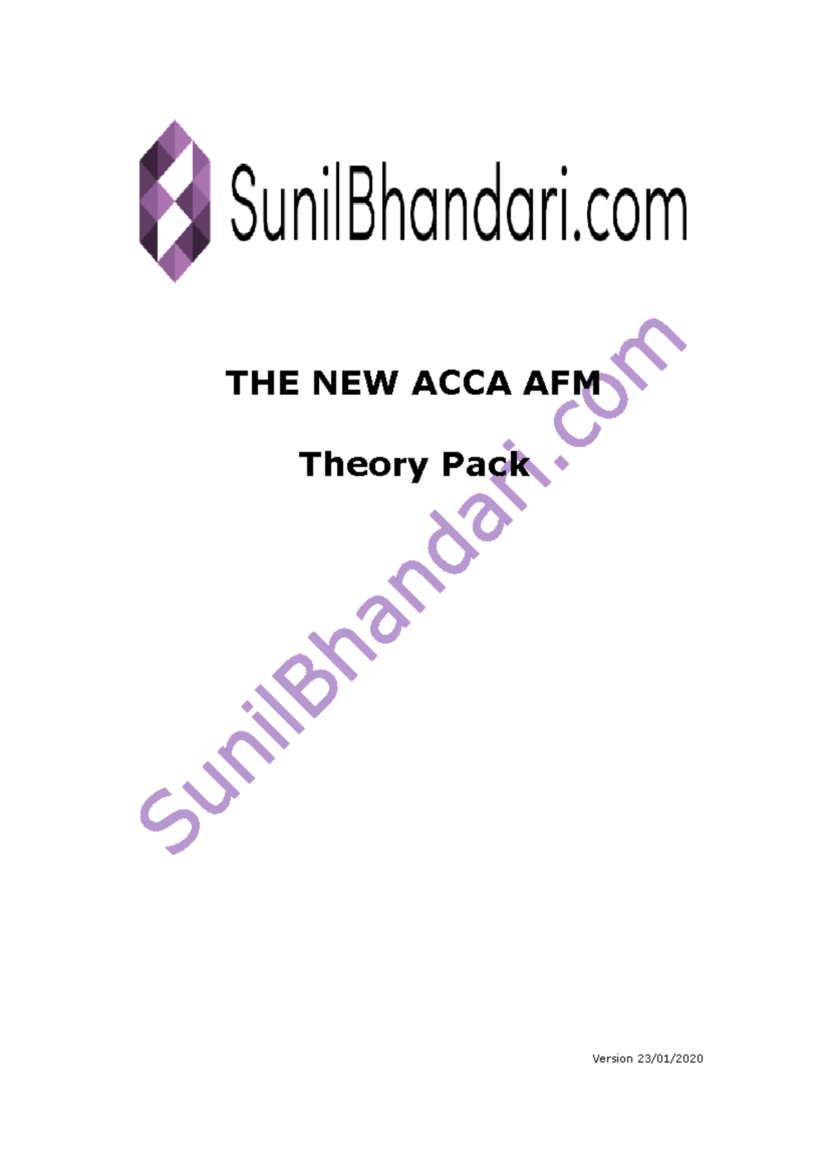 NEW ACCA AFM Theory Pack - THE NEW ACCA AFM Theory Pack Version 23/01 ...
