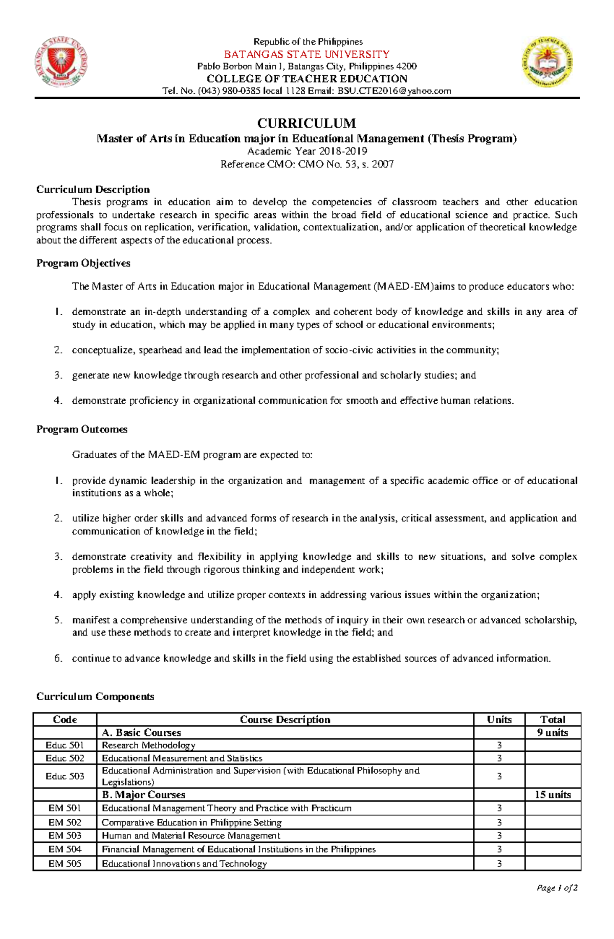 Master of Arts in Education major in Educational Management Thesis ...