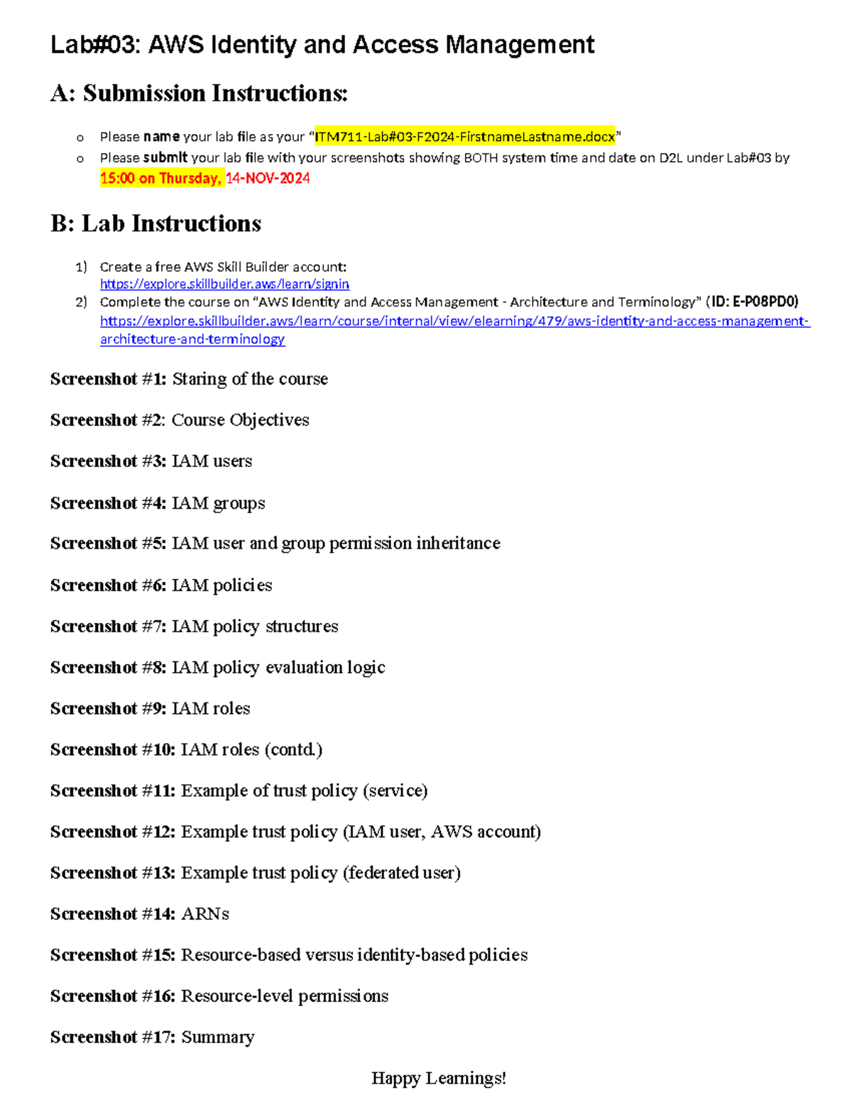 ITM711-F2024-Lab#03-aws IAM Troubleshooting - Lab#03: AWS Identity and Access Management A ...