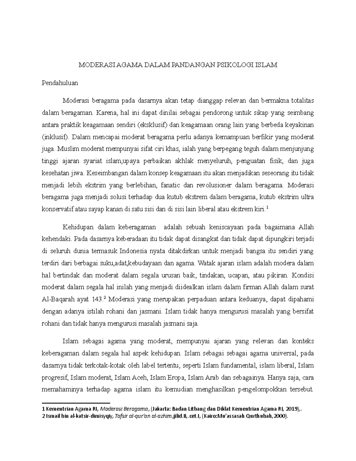 Moderasi Agama Dalam Pandangan Psikologi Islam - MODERASI AGAMA DALAM ...