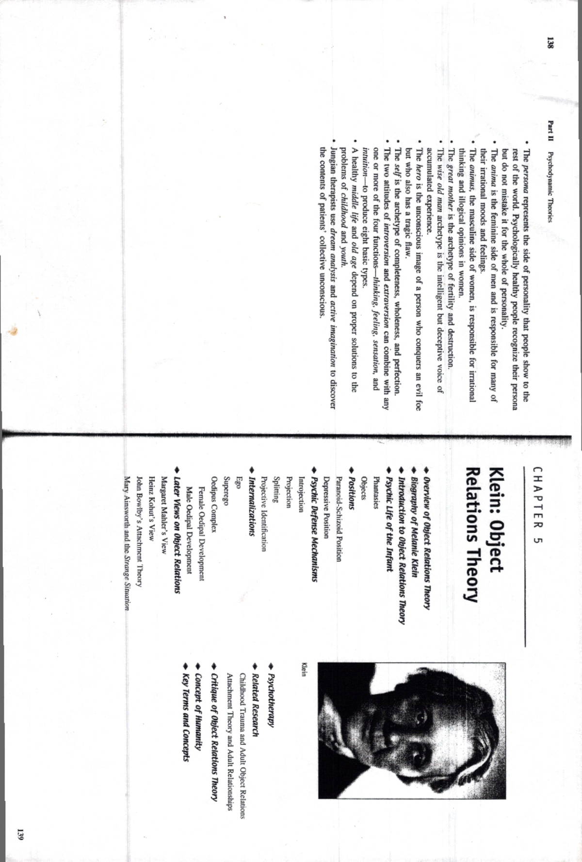 Chapter 5 Klein Object Relations Theory - Psychology V1 - Studocu