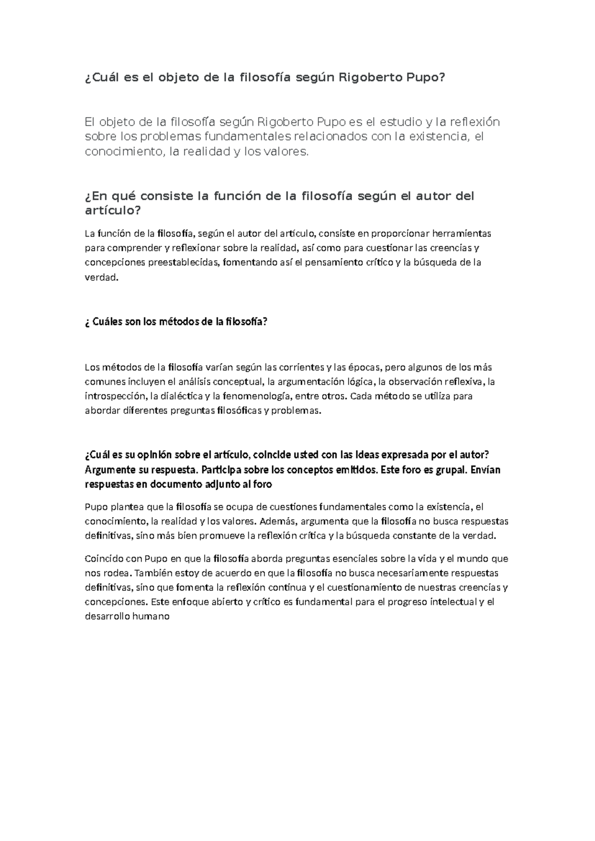 Obj - Objetivo - ¿Cuál es el objeto de la filosofía según Rigoberto ...