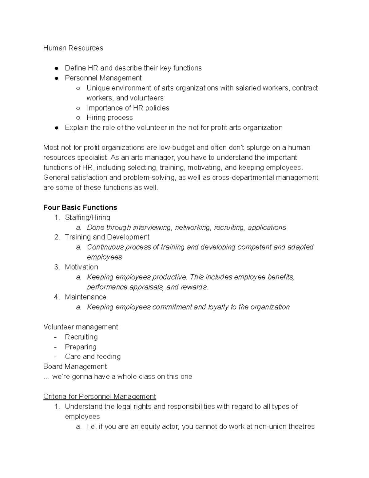 AAD101 Human Resources - Human Resources Define HR and describe their ...