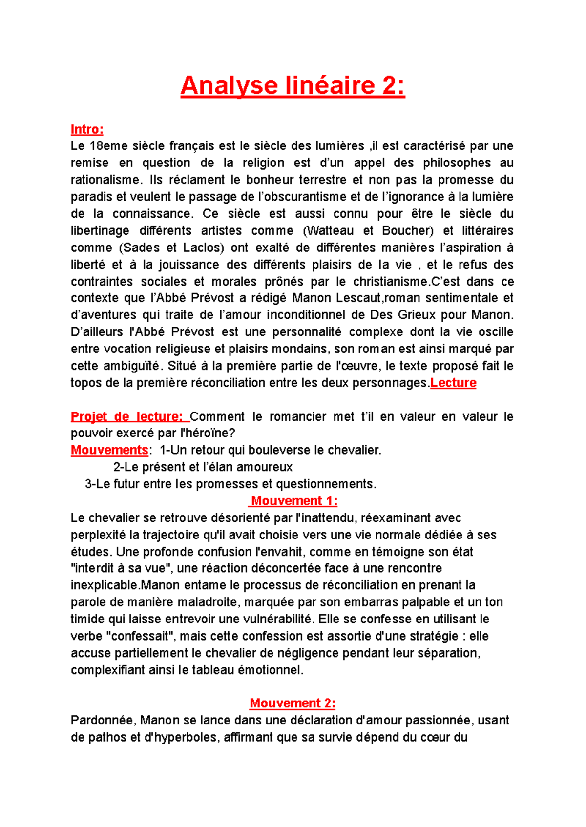 Analyse lineaire 2-1 - Analyse linéaire 2: Intro: Le 18eme siècle ...