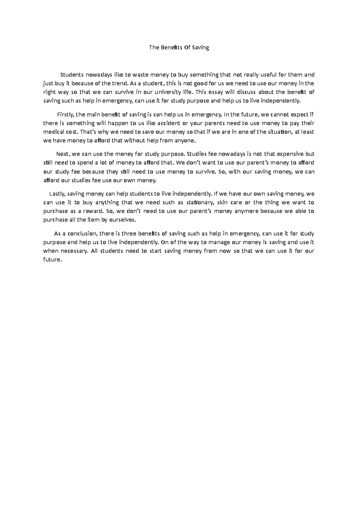 The benefits of saving - The Benefits Of Saving Students nowadays like ...