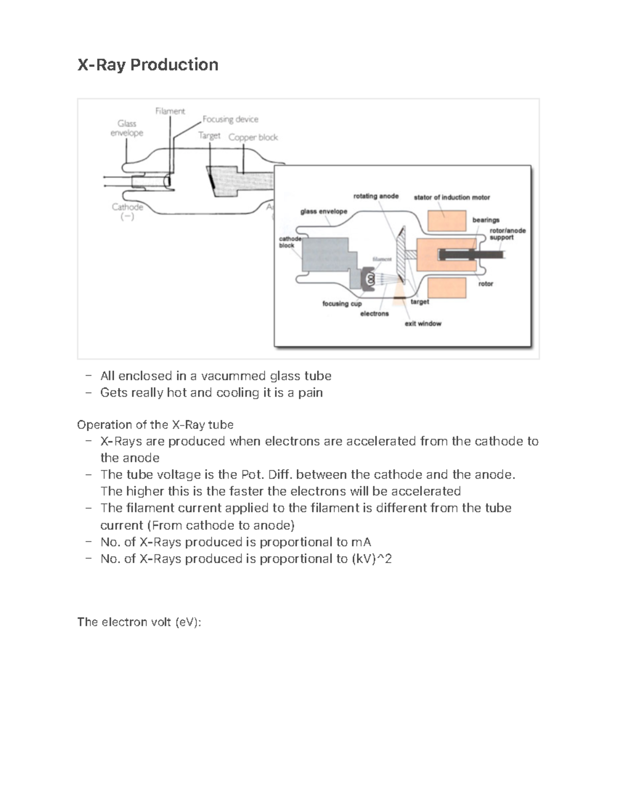 X-Ray Production - notes - – – – – – – – X-Ray Production All enclosed ...