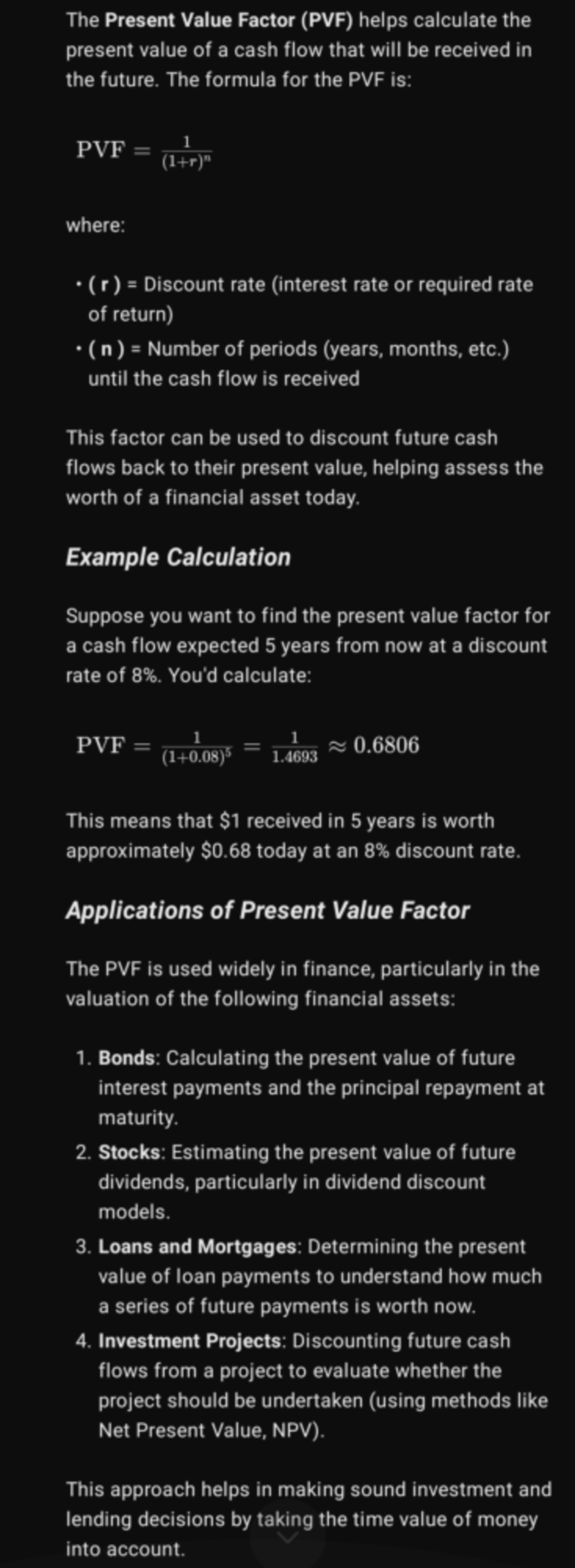Present value factor - pvf formula - The Present Value Factor (PVF) helps calculate the present ...