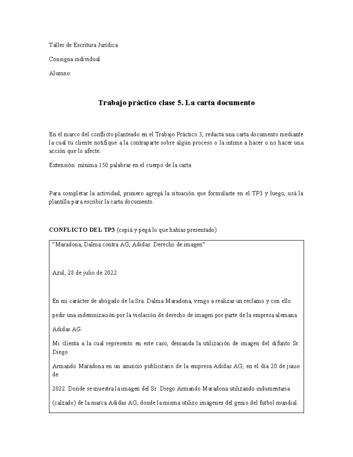 Carta documento - sewffewqefklfjbkjhfbfihuikjf - Taller de Escritura ...