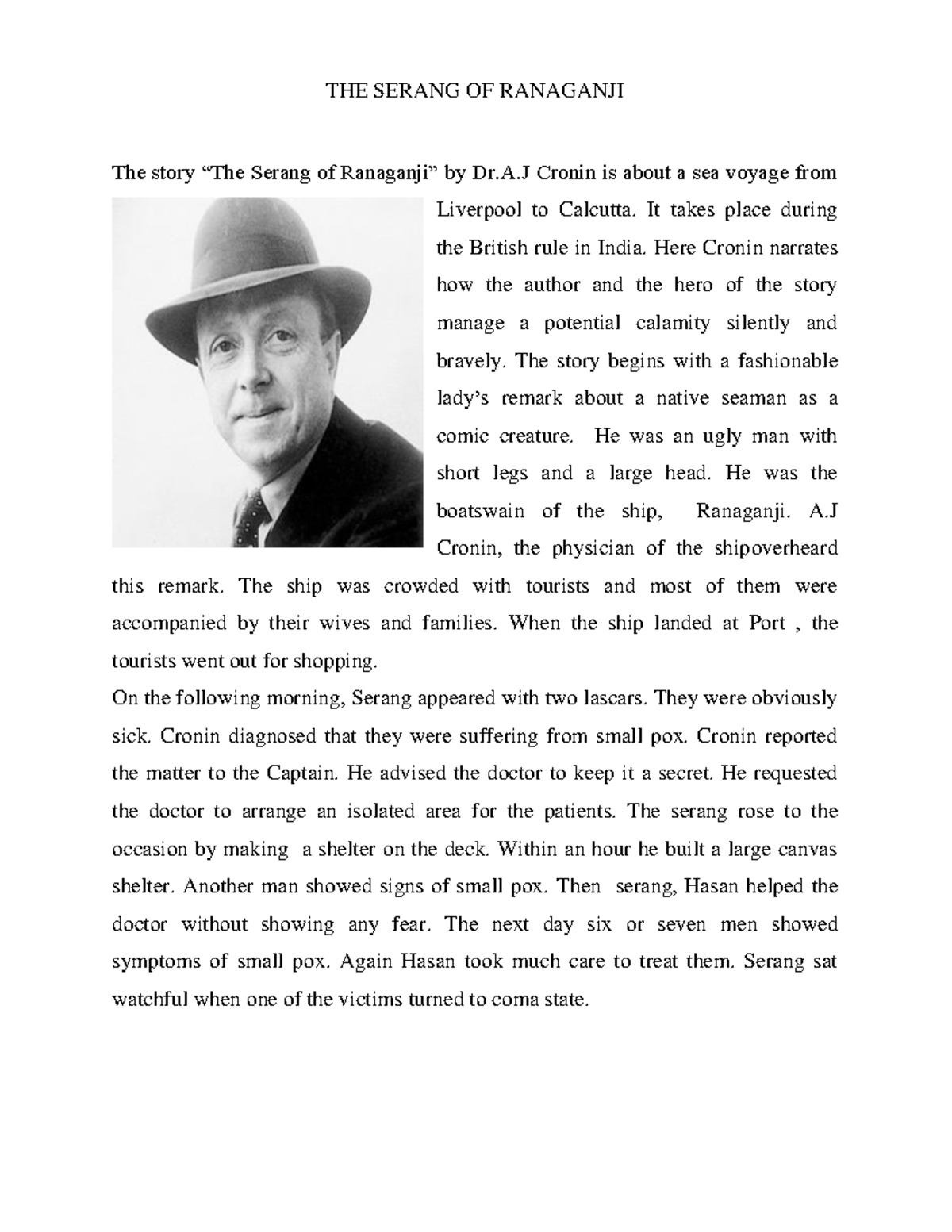 8.The Serang of Ranaganji - THE SERANG OF RANAGANJI The story