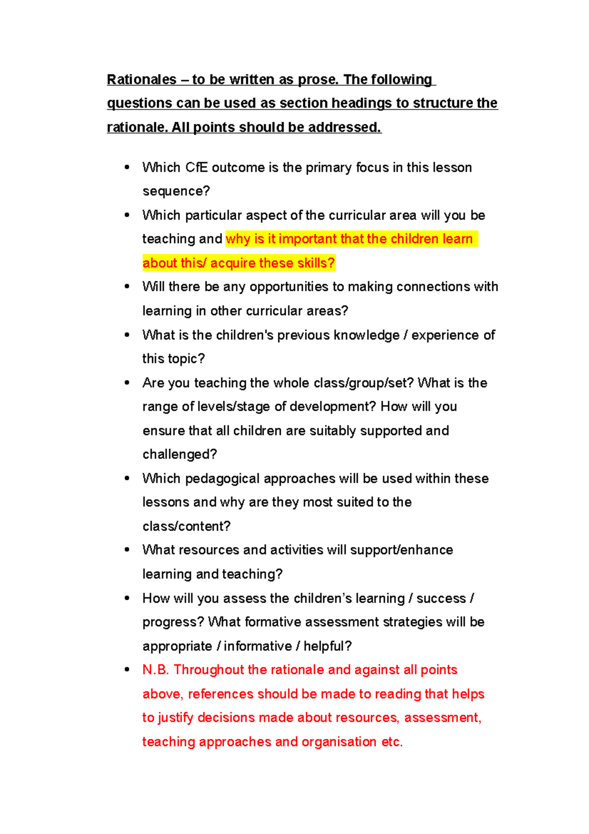 Questions to prompt Rationales - X7434 - Strath - Studocu