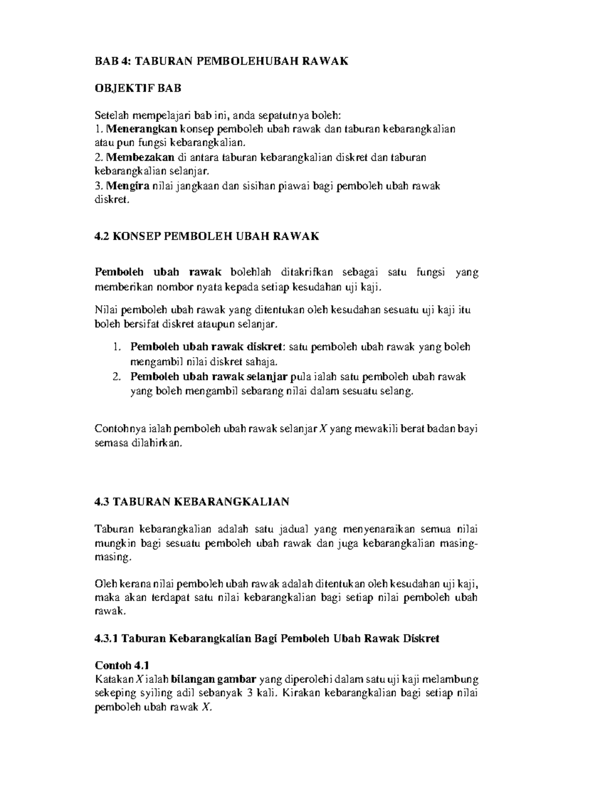 PJJ SQQS1013 BAB 4 - Lecture notes Chapter 4 - BAB 4: TABURAN ...