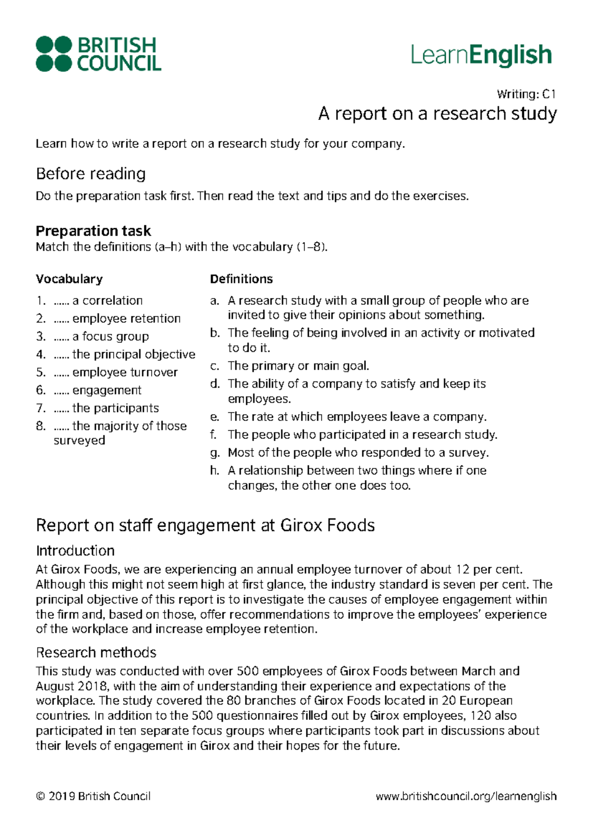 Learn English Writing C1 A report on a research study - Writing: C A ...