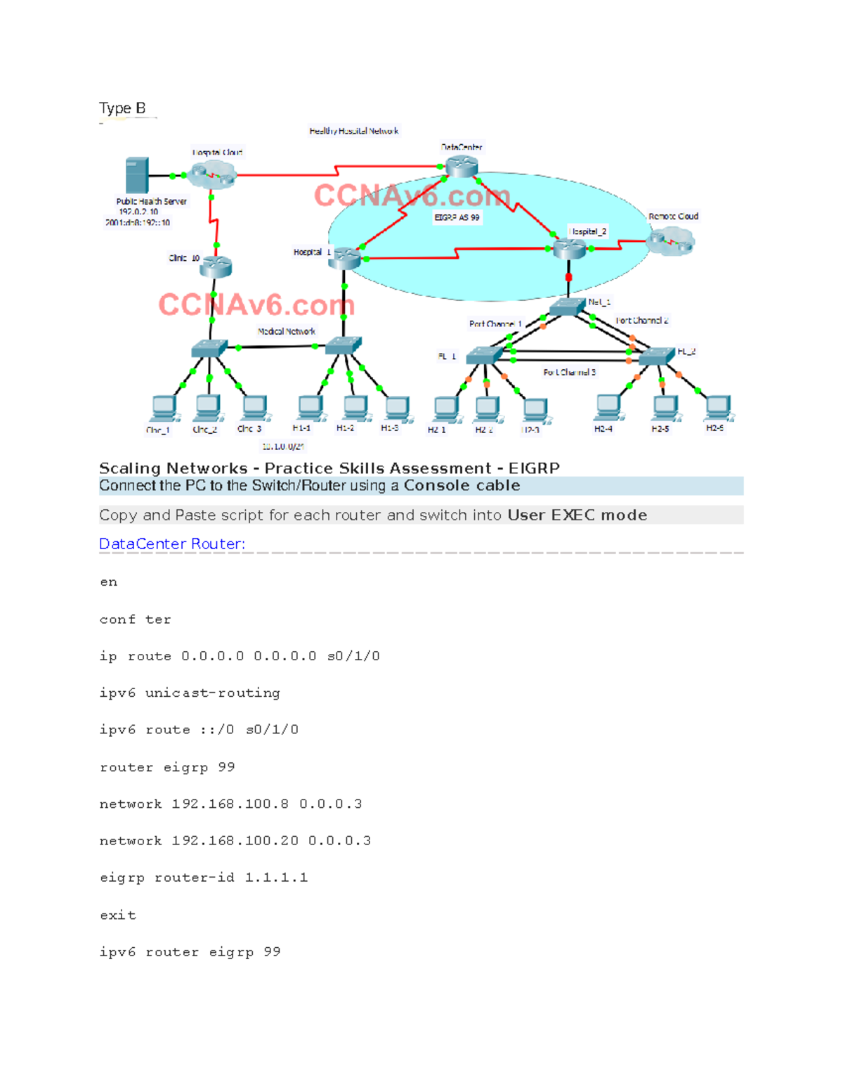 Scaling Networks v6.0 Sca N Eigrp Practice Skills Assessment Answers Type B - Type B Scaling ...