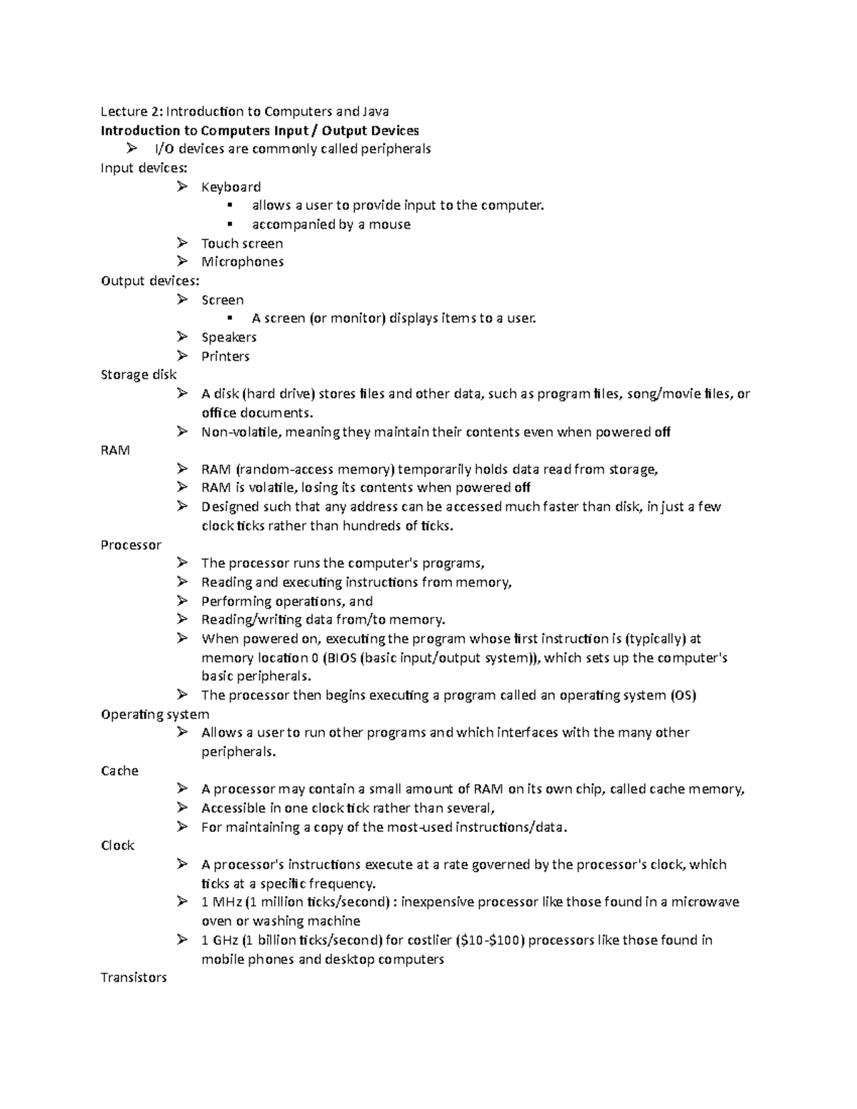 Programming notes - Lecture 2: Introduction to Computers and Java ...
