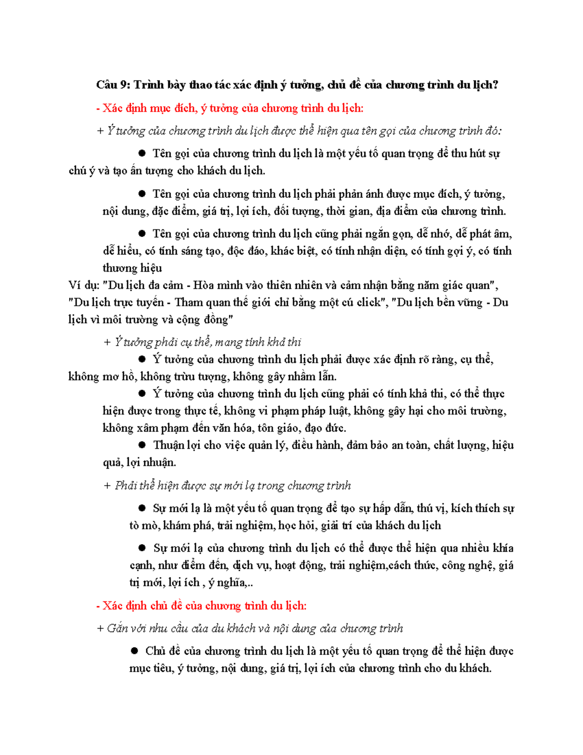 Câu 9 câu 10 - hggyuu - Câu 9: Trình bày thao tác xác định ý tưởng, chủ ...