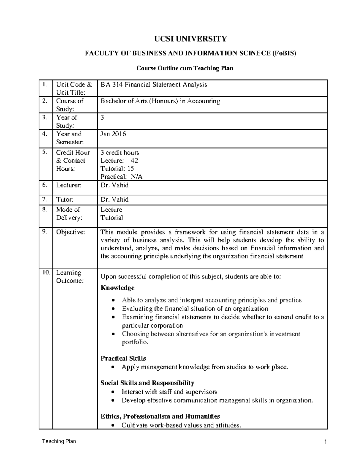 Y2S2 BA314 - FSA - Teaching Plan 04012016 (2)(3)-4 - UCSI UNIVERSITY ...