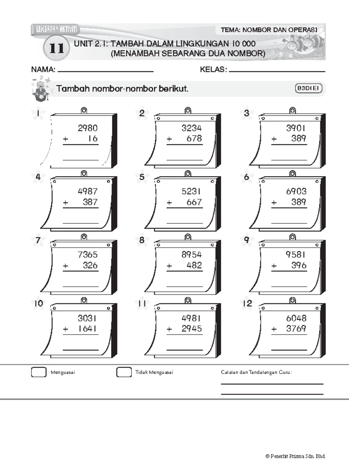 Modul Matematik Tahun 3 2 - NAMA: KELAS: (MENAMBAH SEBARANG DUA NOMBOR ...