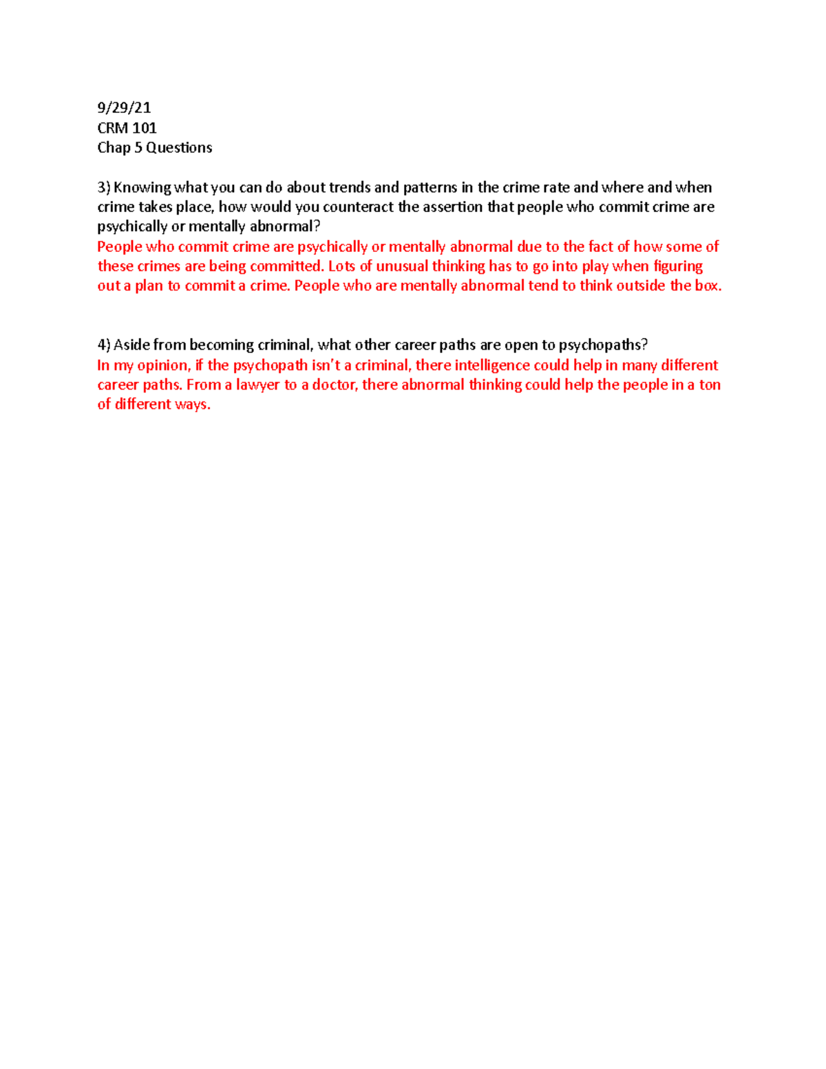 Chap 5 questions - 9/29/ CRM 101 Chap 5 Questions Knowing what you can ...