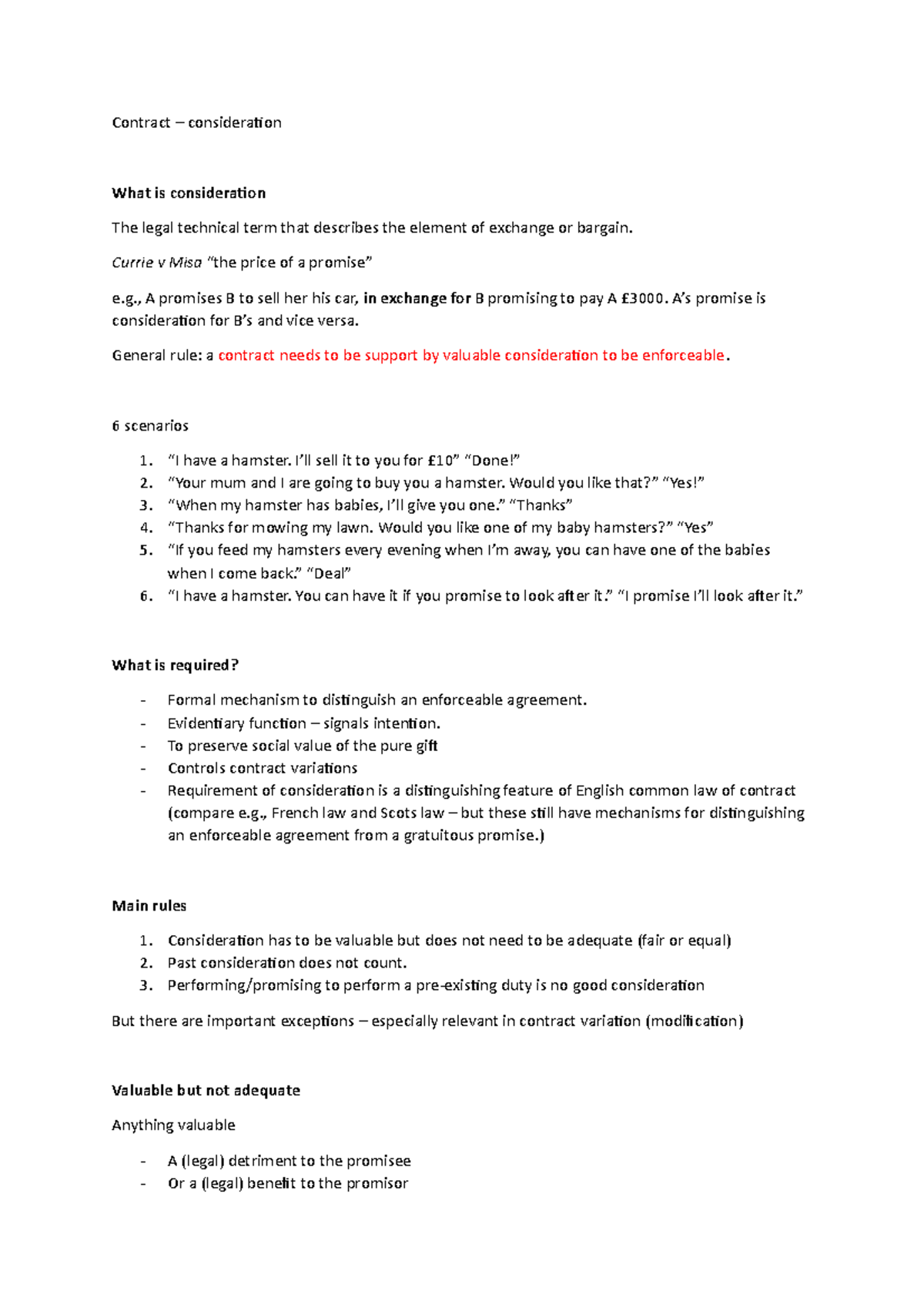 Contract consideration - Contract – consideration What is consideration ...