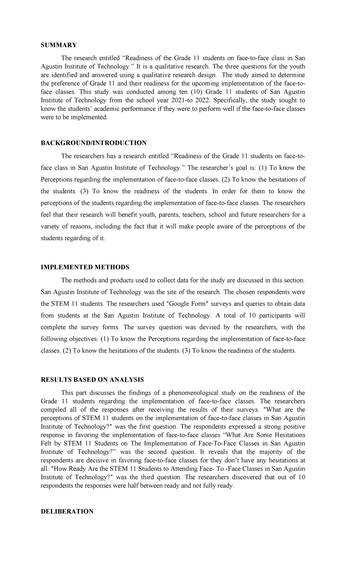 Reading AND Writing PT - SUMMARY The research entitled “Readiness of ...