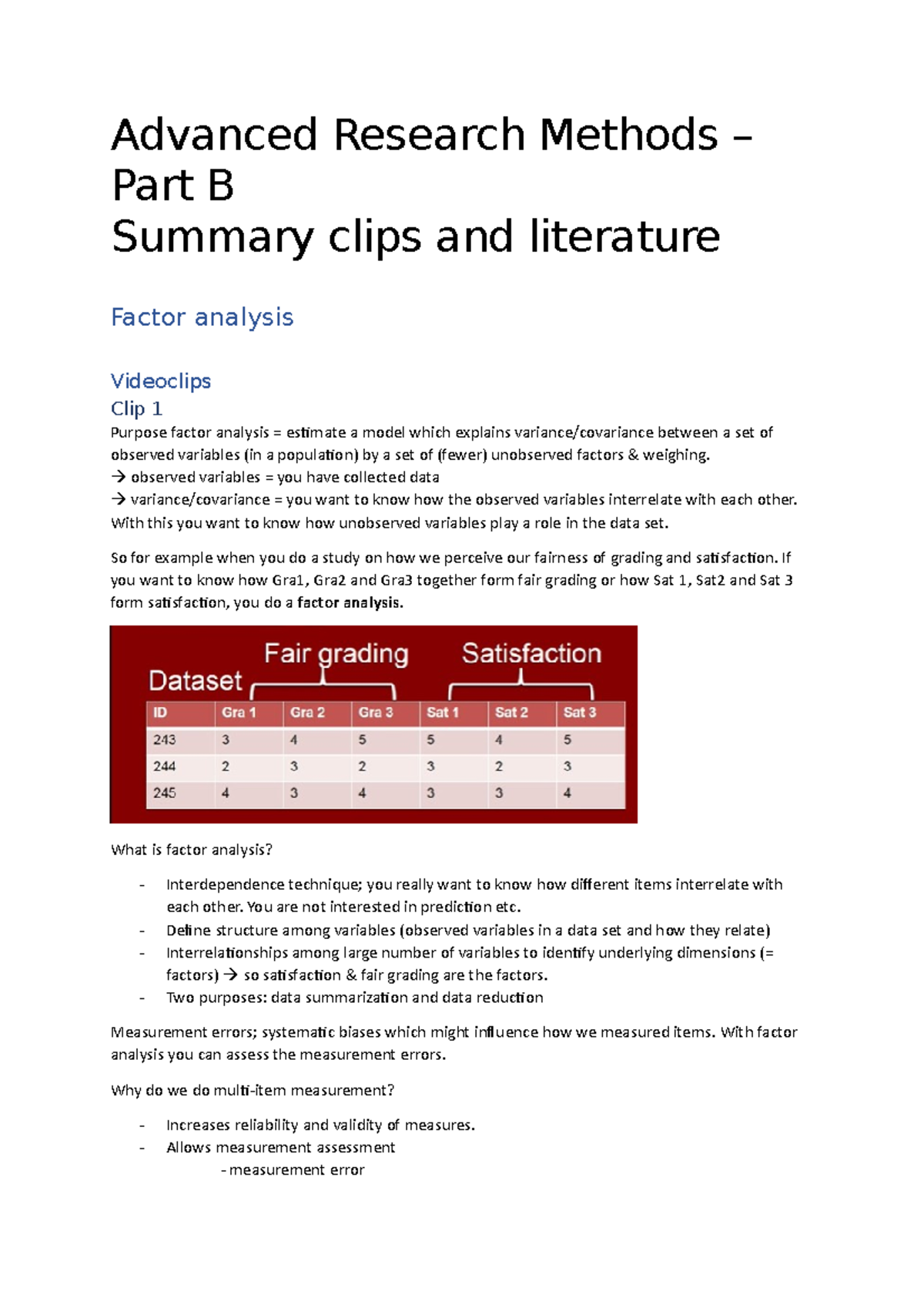 Summary clips and literature - Advanced Research Methods – Part B ...