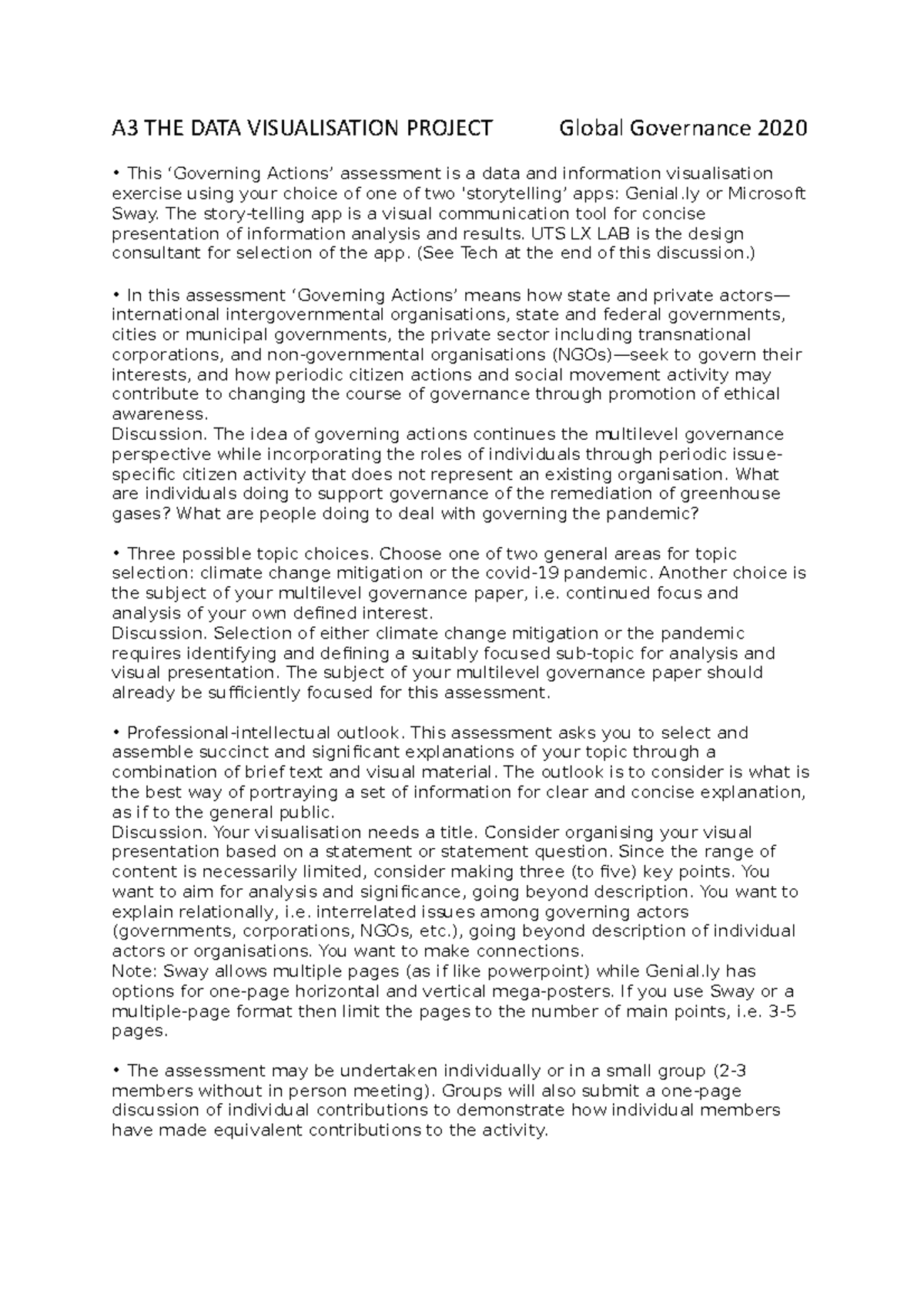 The Data Visualisation Project Brief - A3 THE DATA VISUALISATION ...