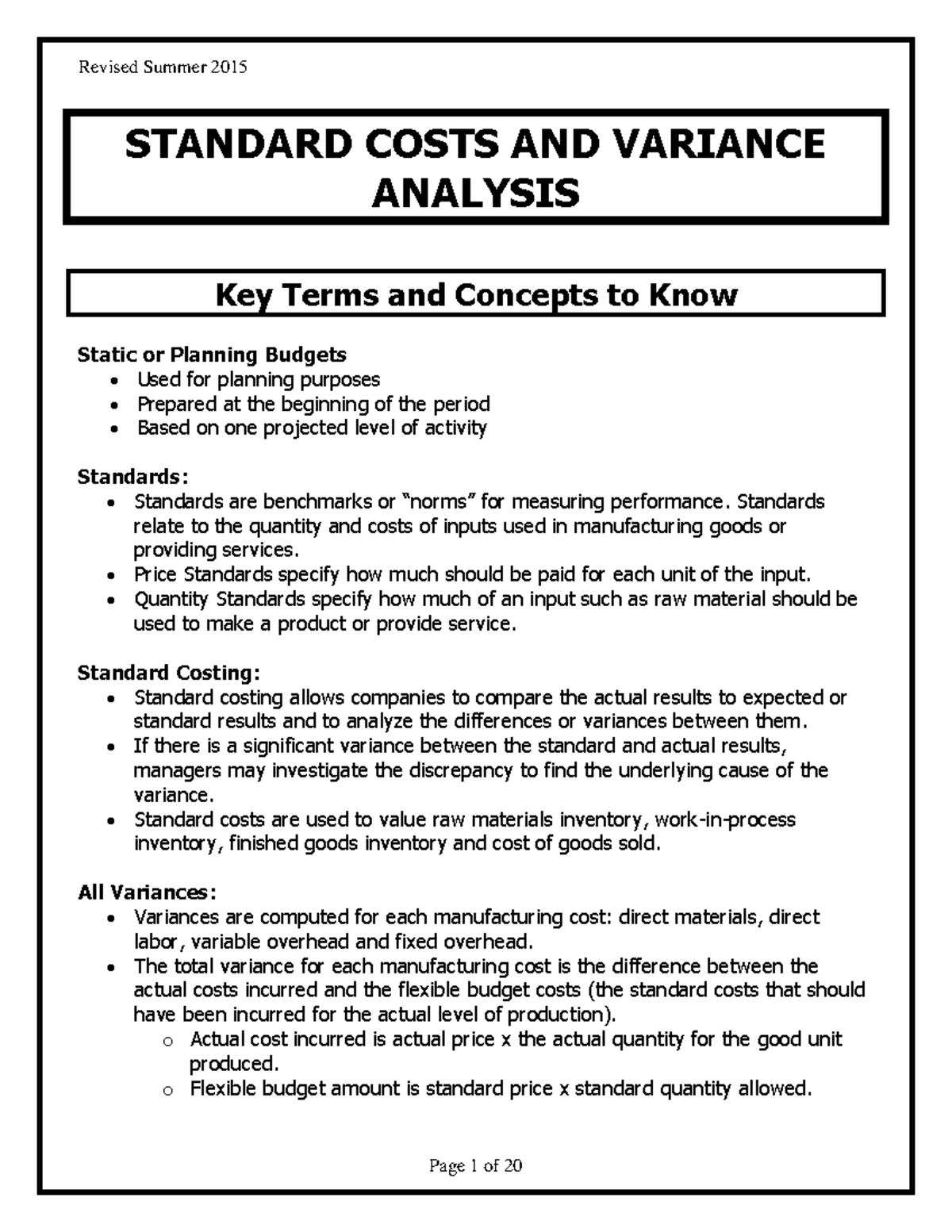 Standard Costs and Variance Analysis CR -102 - Cost Accounting - CUI ...