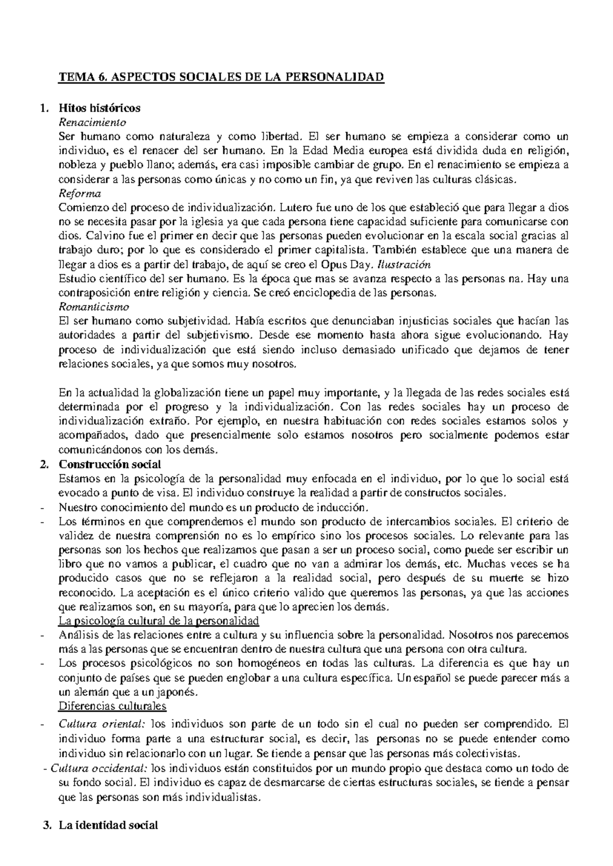 Tema 6 - Aspectos sociales de la personalidad - Warning: TT: undefined function: 32 TEMA 6 ...