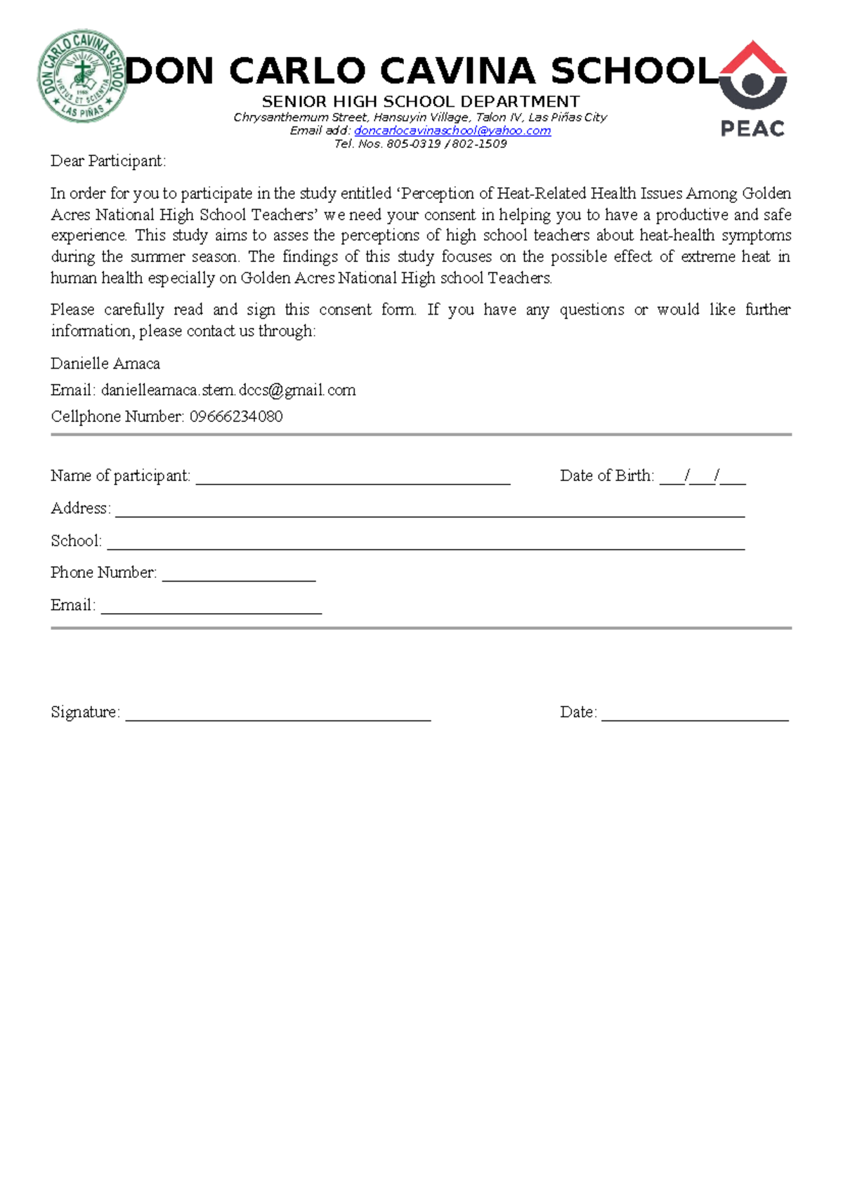 G3 Consent-FORM- Template - DON CARLO CAVINA SCHOOL SENIOR HIGH SCHOOL ...