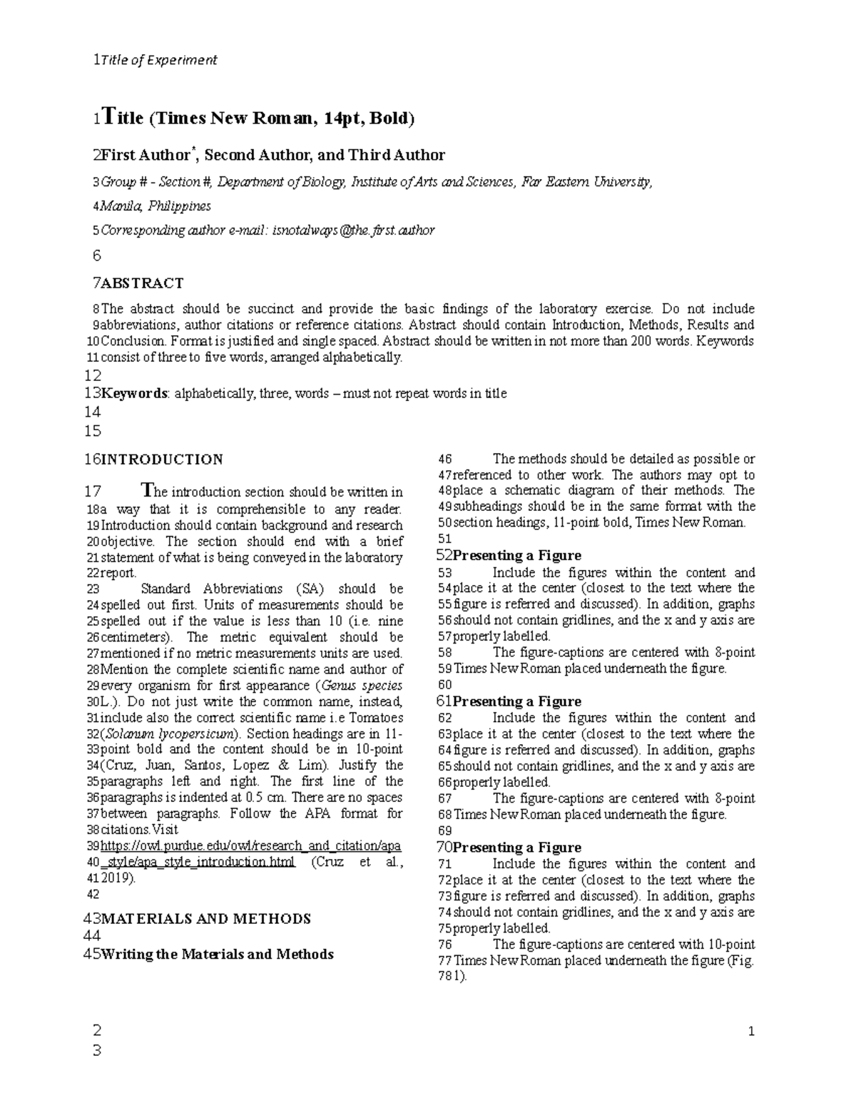 Lab-Report Journal-Template Anaphylab - Title of Experiment Title ...