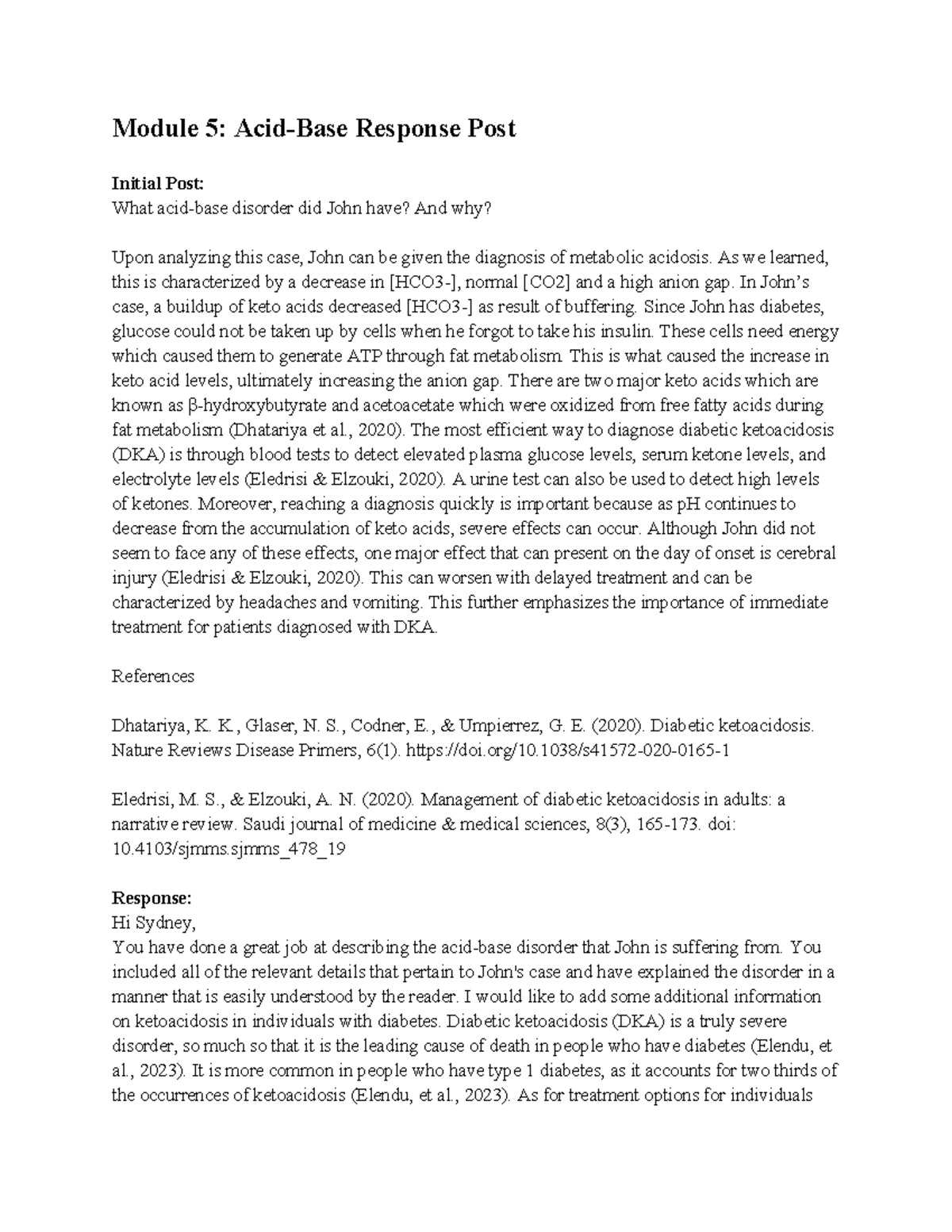 Module 5 Acid-Base Responce Post - Module 5: Acid-Base Response Post ...