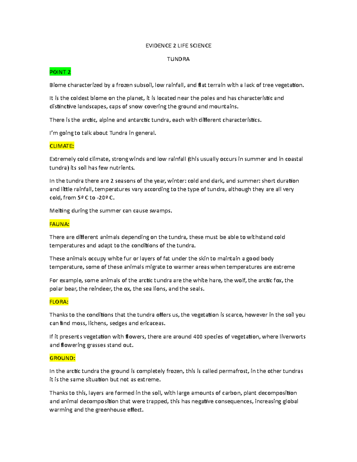 Evidence 2 LIFE Science - EVIDENCE 2 LIFE SCIENCE TUNDRA POINT 2 Biome ...