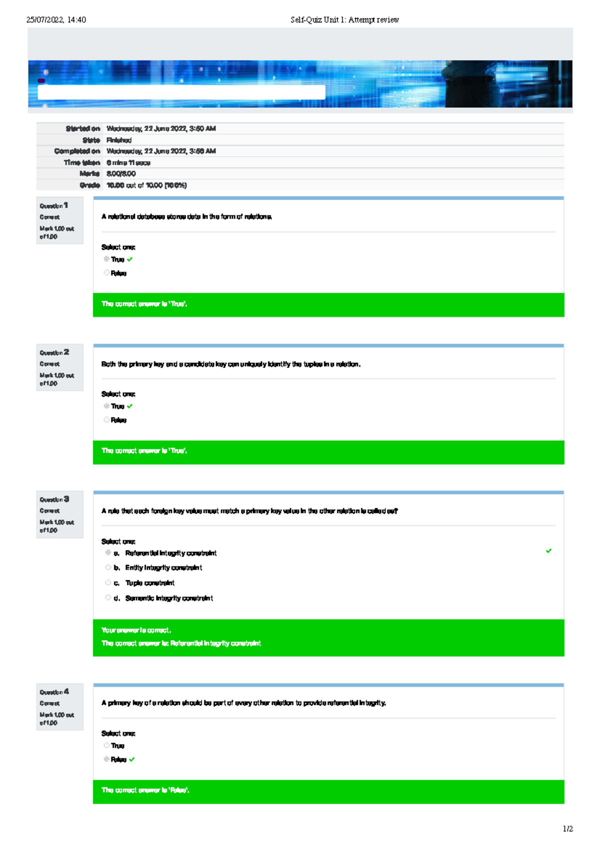 Self Quiz Unit 1 Attempt Review 2 25072022 1440 Self Quiz Unit 1 Attempt Review 1