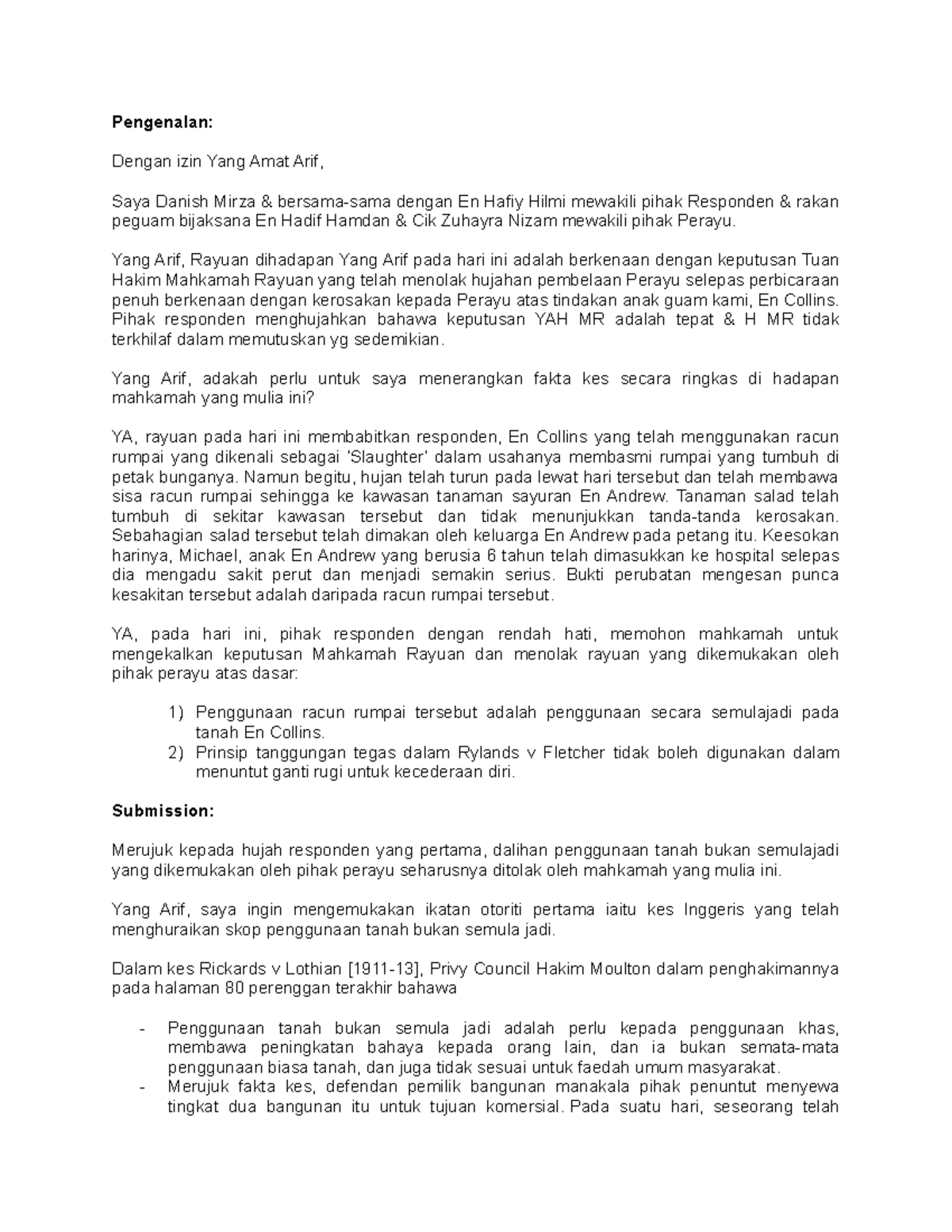 Skrip Moot Andrew Collins - Pengenalan: Dengan izin Yang Amat Arif ...