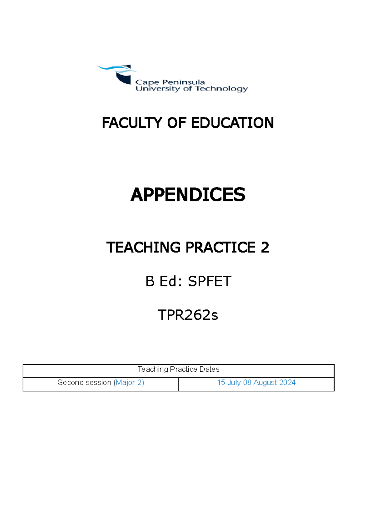 UTF - academic excellence - FACULTY OF EDUCATION APPENDICES TEACHING ...