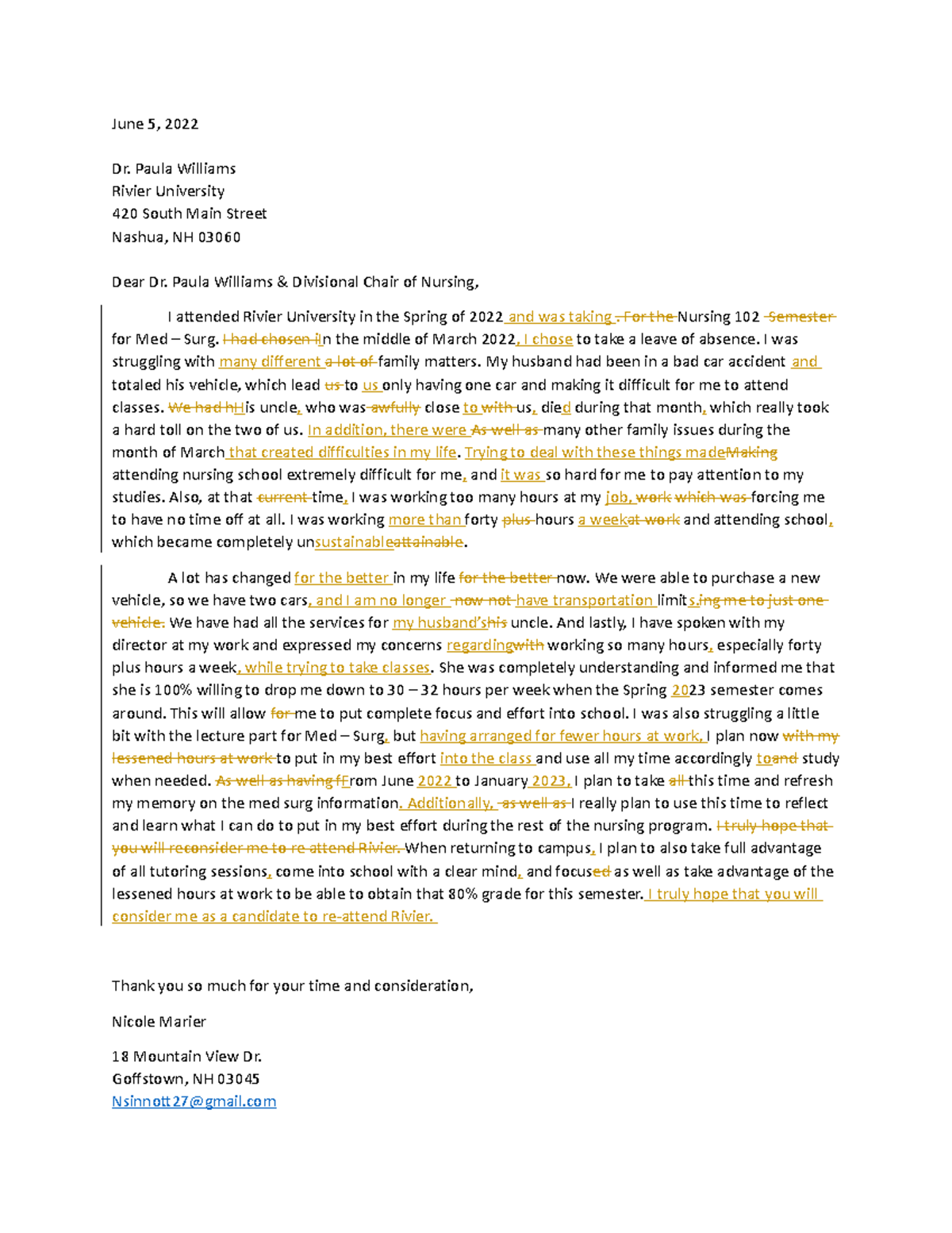 Nicole Marier Rivier Readmission letter final 2022 - June 5, 2022 Dr ...