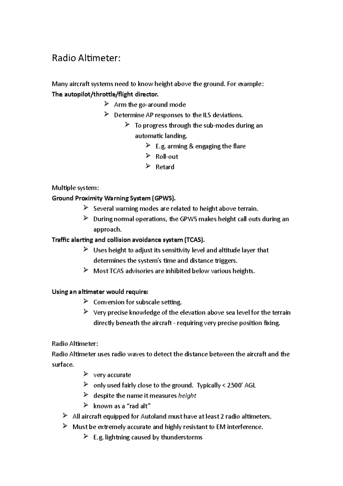 Radio Altimeter - notes for subject - Radio Altimeter: Many aircraft ...
