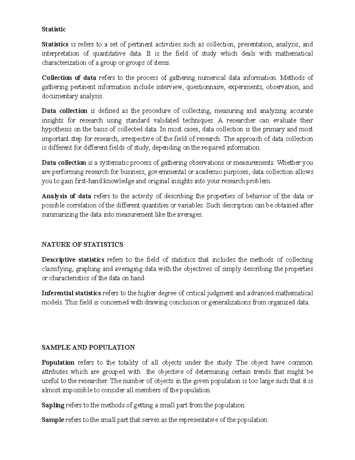 Statistic - mhm - Statistic Statistics is refers to a set of pertinent ...