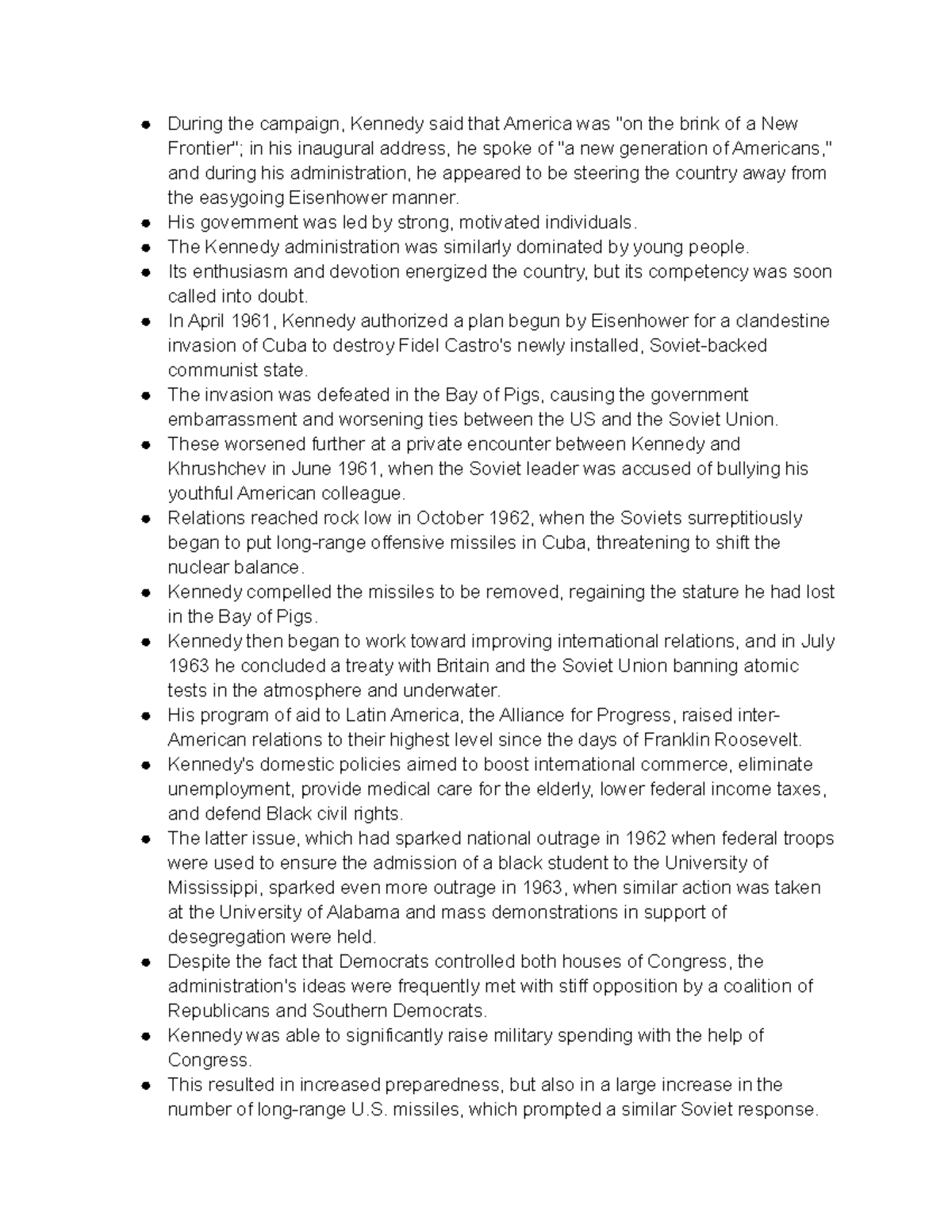 The Kennedy and Johnson administrations - During the campaign, Kennedy ...