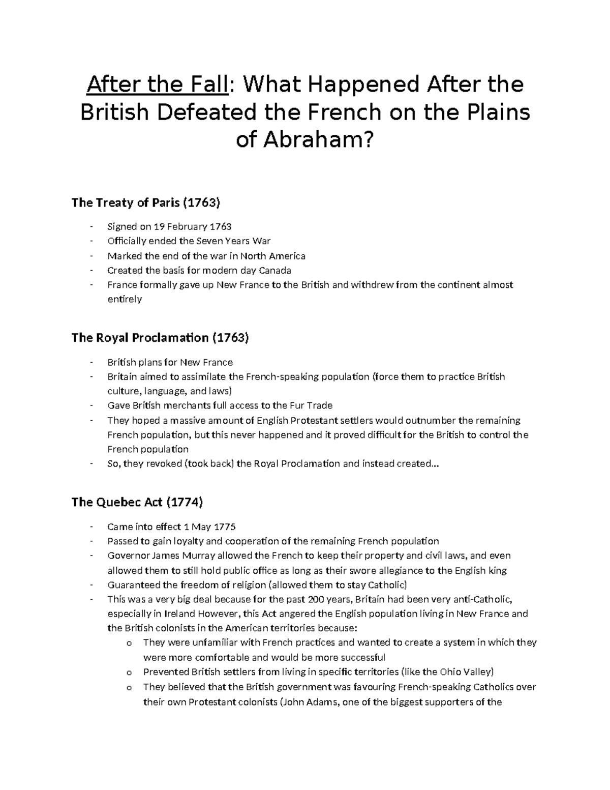 After the Fall - The Royal Proclamation, Quebec Act, and Consistution ...
