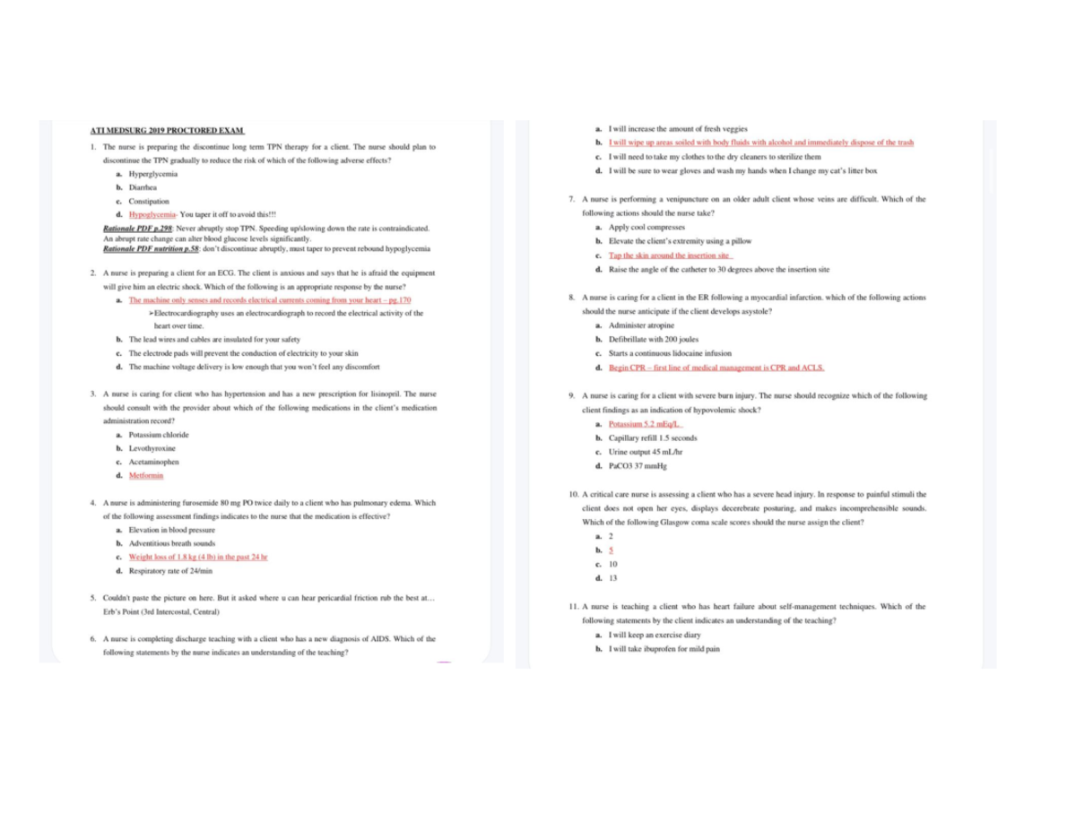 Med surg - Practice questions - NURS:3650 - Studocu