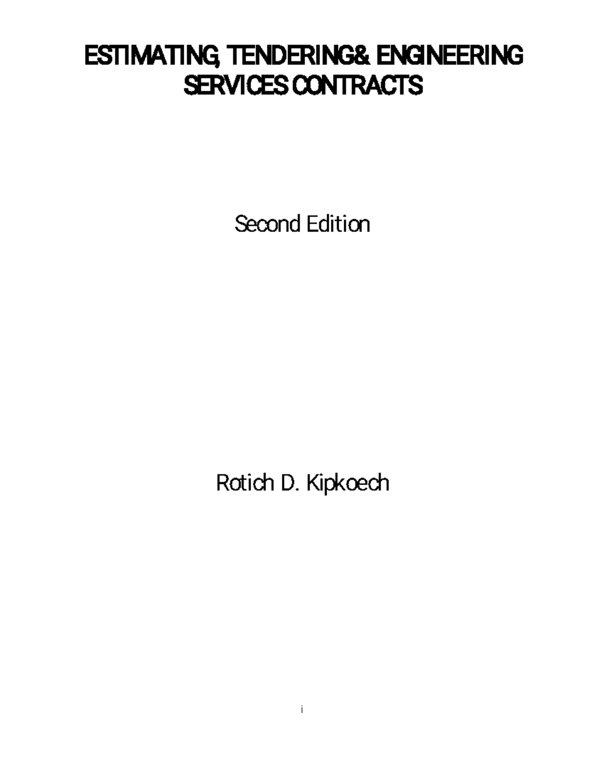 000 Estimating, Tendering & Engineering Services Contracts 2nd Edition - i - Studocu