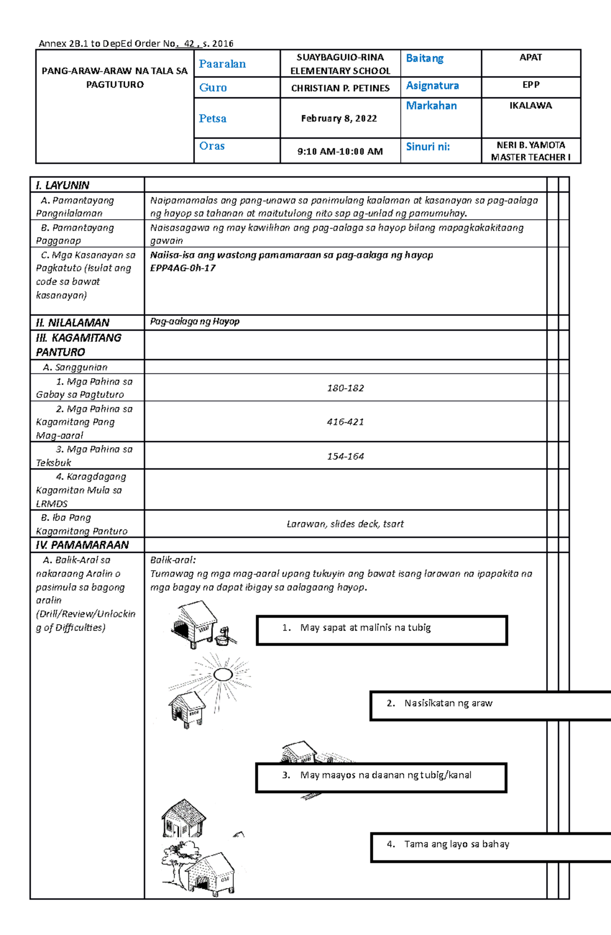 SRES CPP Lesson PLAN FOT COT TO MAM NERI - Annex 2B to DepEd Order No ...