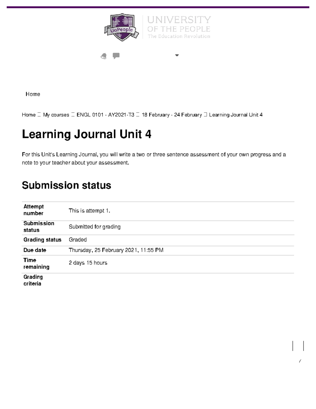 ENGL 0101 - AY2021-T3 Learning Journal Unit 4 - Home Home My courses ENGL 0101 - AY2021-T3 18 ...